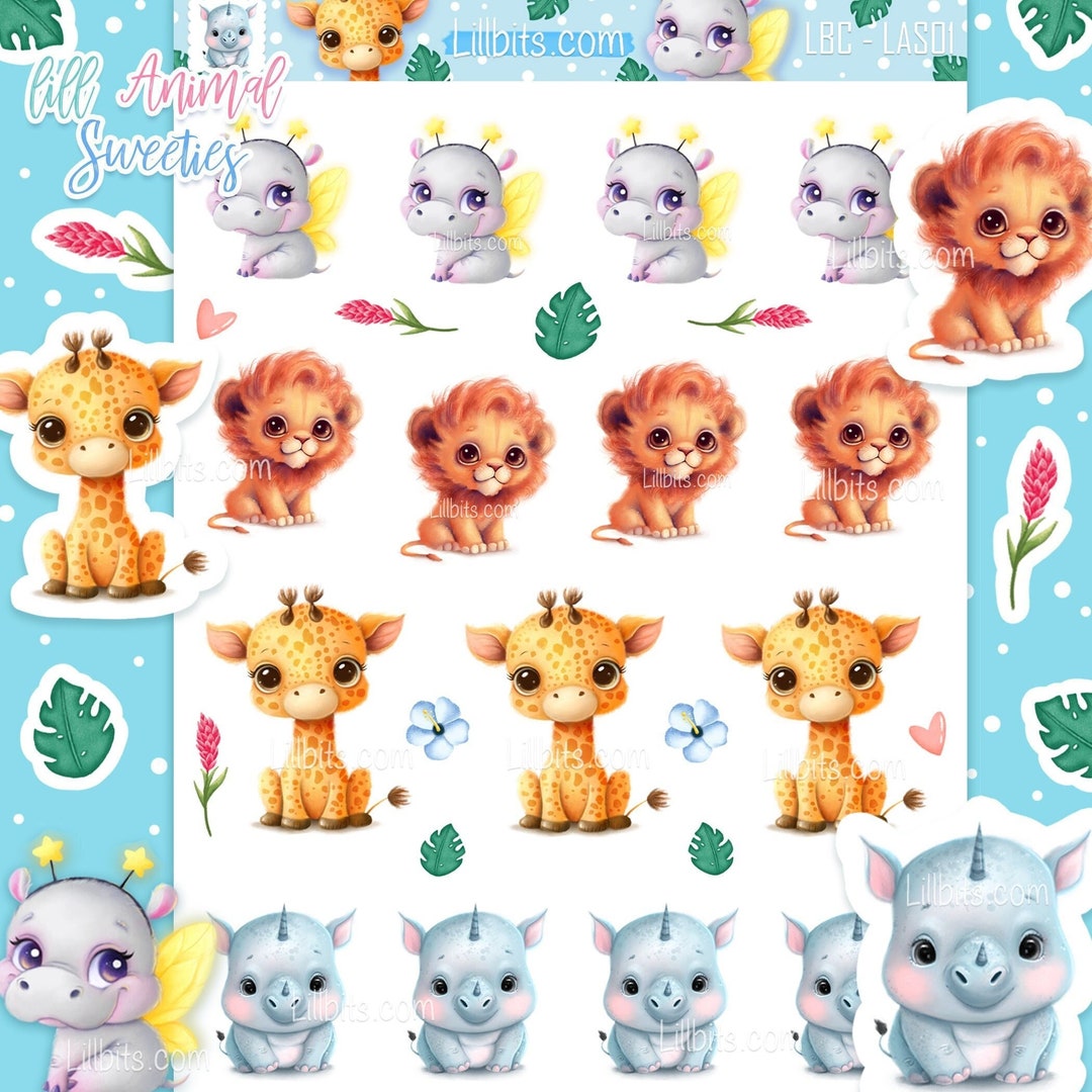Lill Animal Sweeties - Cute Sticker Sheet - Lillbits - Planner Stickers ...