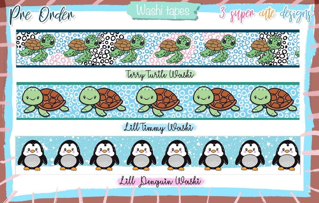 Pre Order Washi Tape Lill Turtle and Friends Cute Washi Tapes Lillbits ...