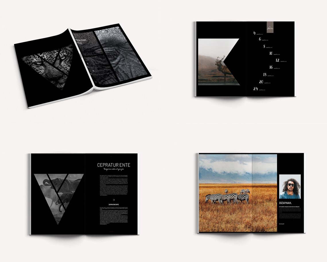 Indesign Black Magazine Template | Minimalist Magazine Layout | Clean ...