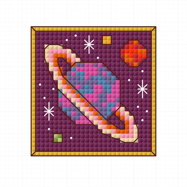Magic Planet Cross Stitch Pattern PDF – Colorful Outer Space Stitch ...