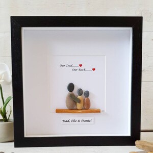 Dad Pebble Art, Personalised Framed Pebble Art Gift, Happy Father's Day ...