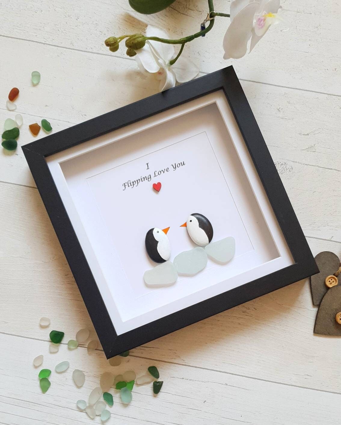 Flipping Love You Penguin Pebble Art Valentine Couple Pebble - Etsy UK