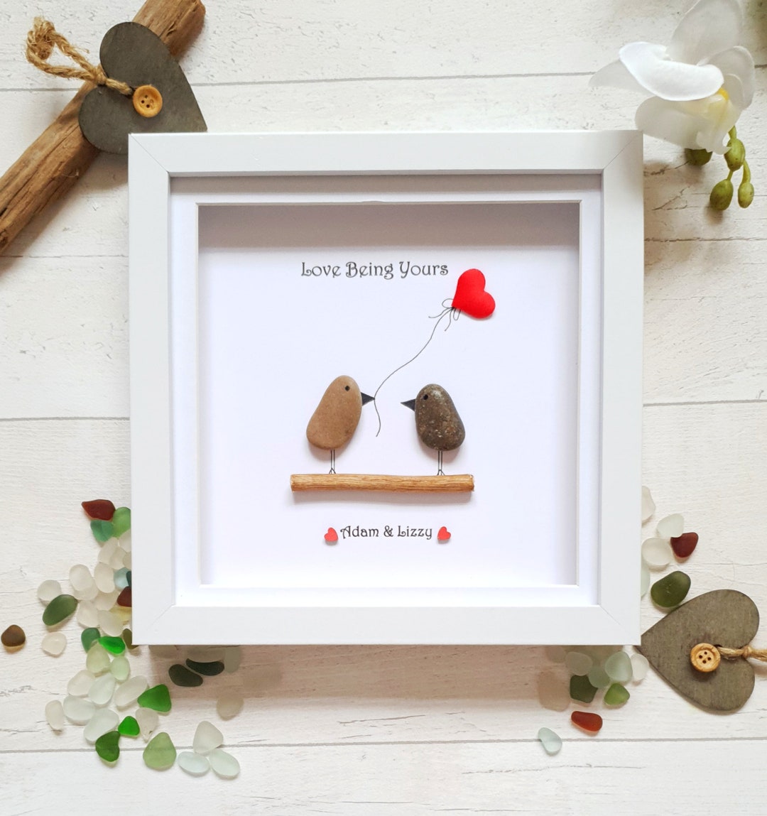 Valentine's Day Pebble Artwork, Personalised Love Pebble Art Picture ...