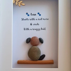 Dog Pebble Art Picture, New Dog Gift, Pebble Dog Picture, Dog Wall Art ...