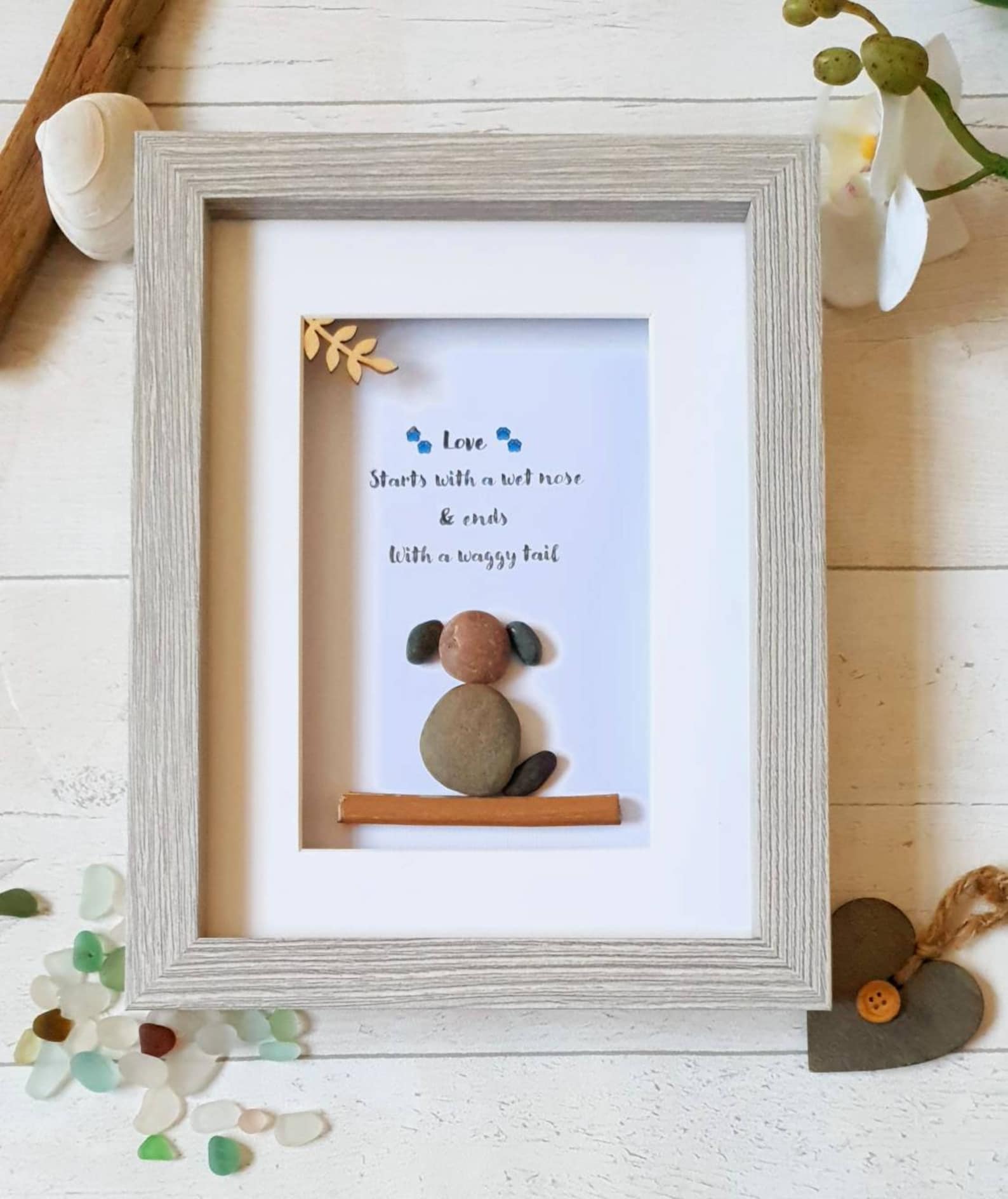 Dog Pebble Art Picture New Dog Gift Pebble Dog Picture Dog | Etsy