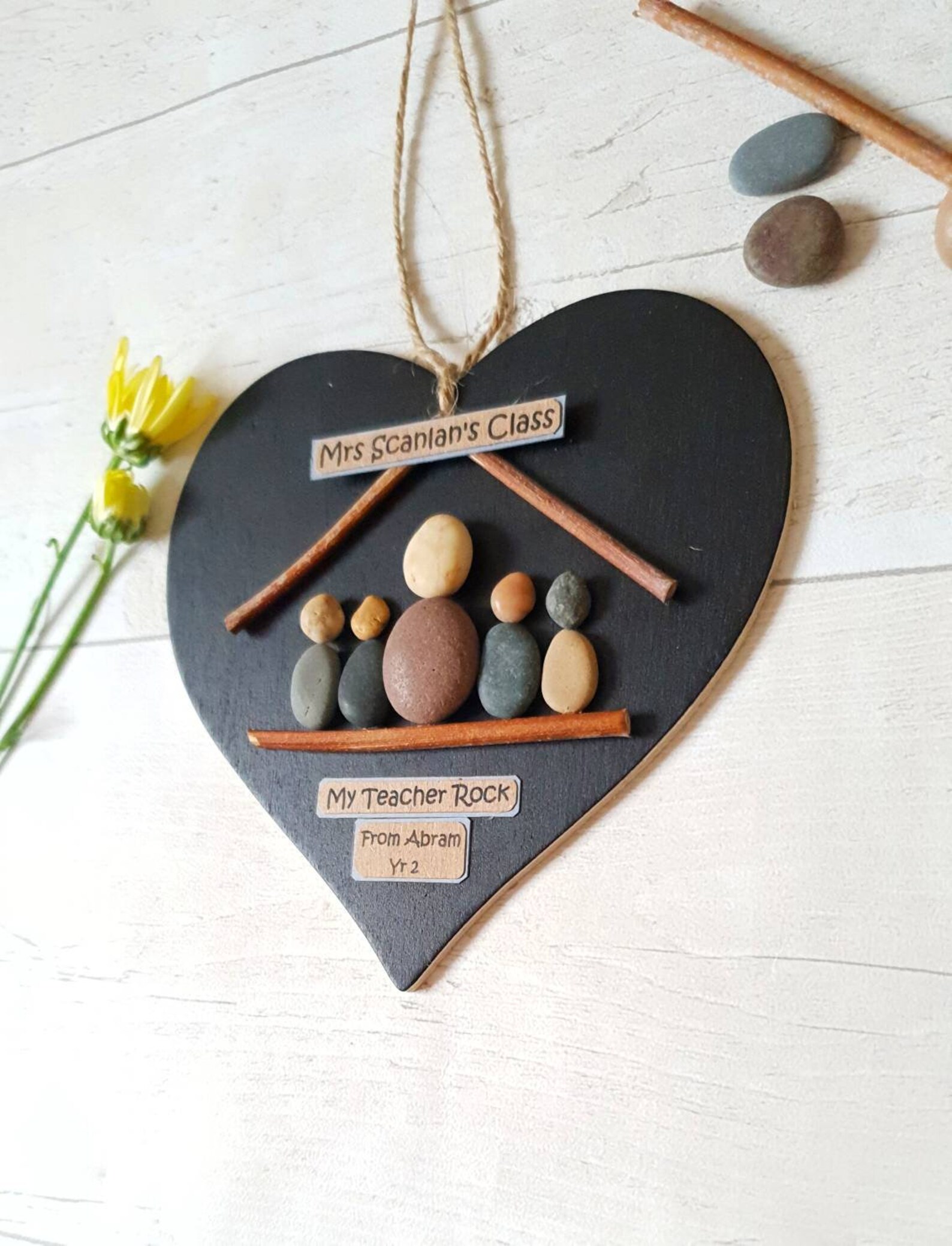 Thank You Teacher / Childminder Gift Best Teacher Pebble Art | Etsy UK