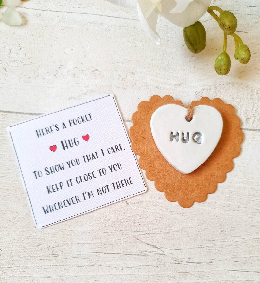 Handmade Clay Pocket Hug, Sending A Hug, Letter Box Gift, Sending You A ...