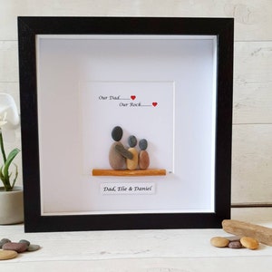 Dad Pebble Art, Personalised Framed Pebble Art Gift, Happy Father's Day ...