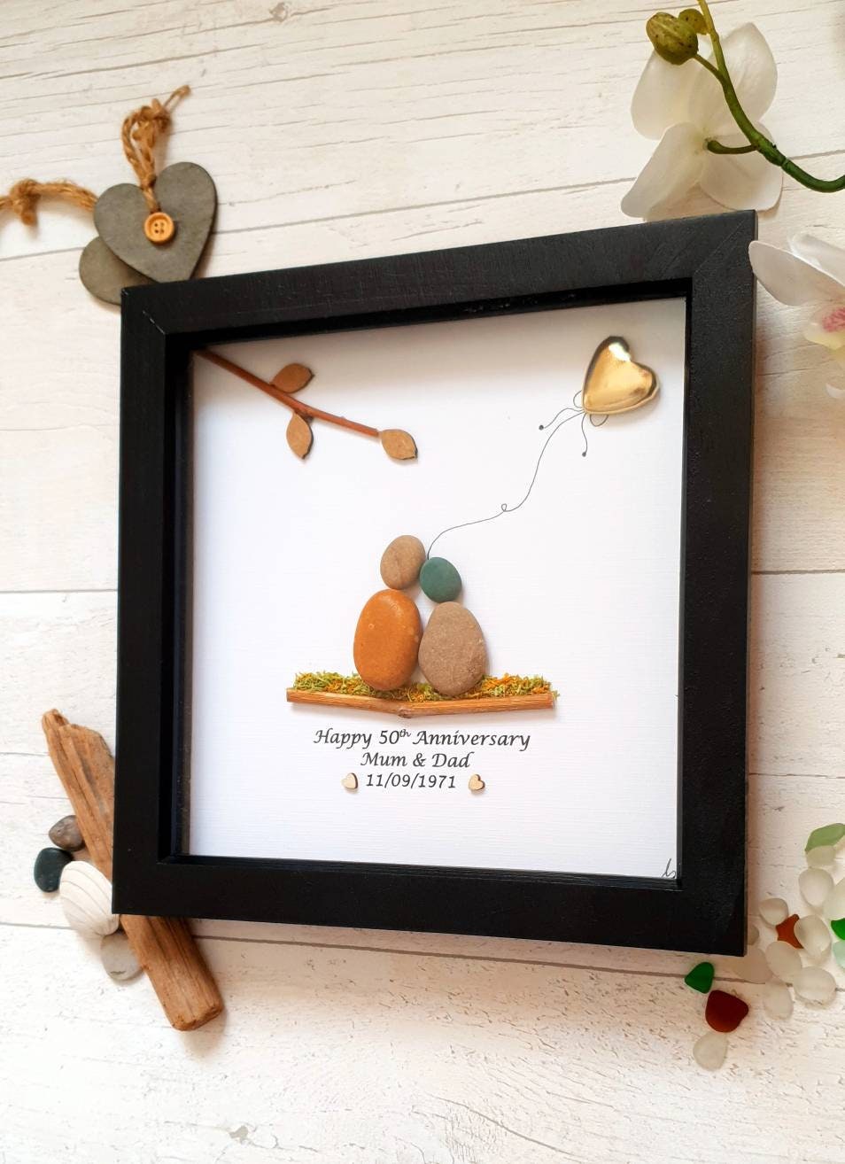 50th Anniversary Pebble Art Parents Anniversary Gift Pebble | Etsy