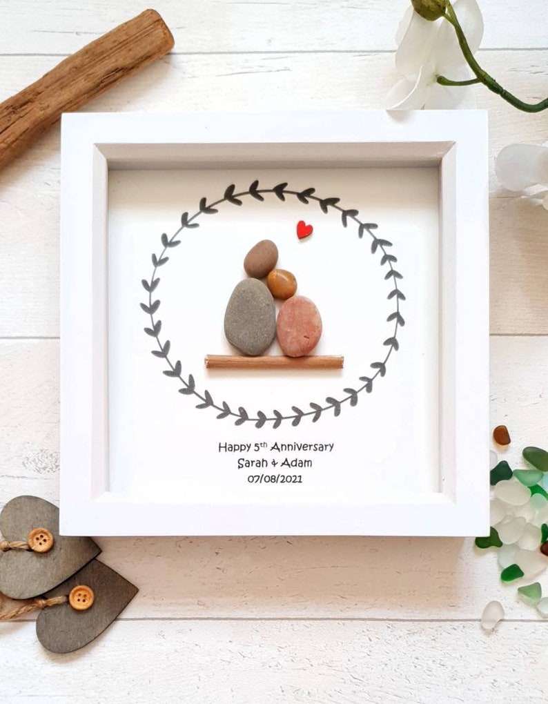 Personalised Anniversary Gift Anniversary Pebble Art Parents | Etsy