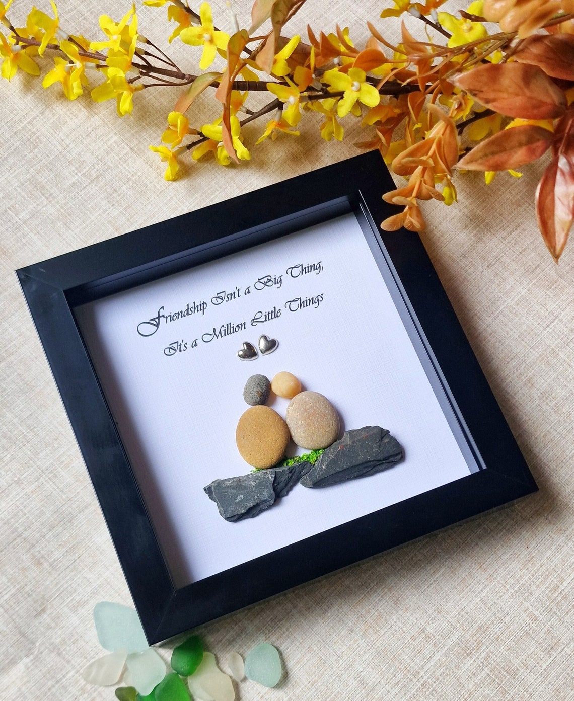 Pebble Art Friend Gift – Handmade Framed 6x6 Inch Picture - Etsy