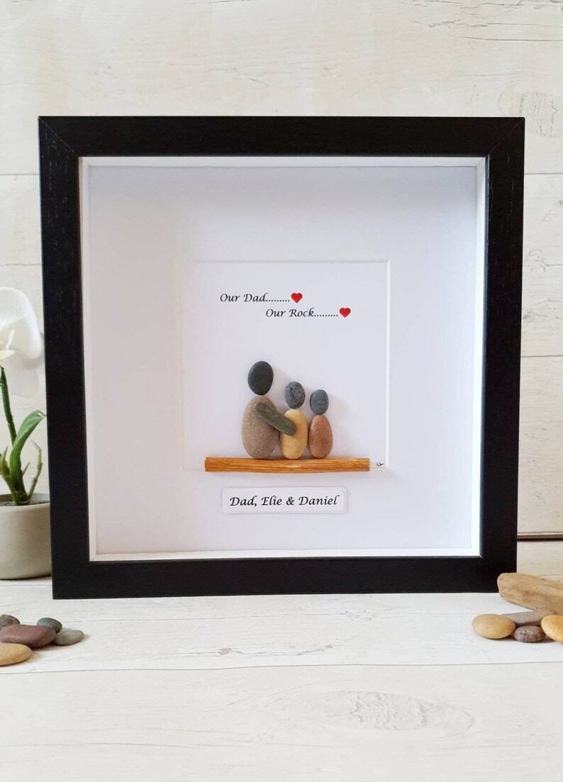 Dad Pebble Art Personalised Framed Pebble Art Gift Happy - Etsy
