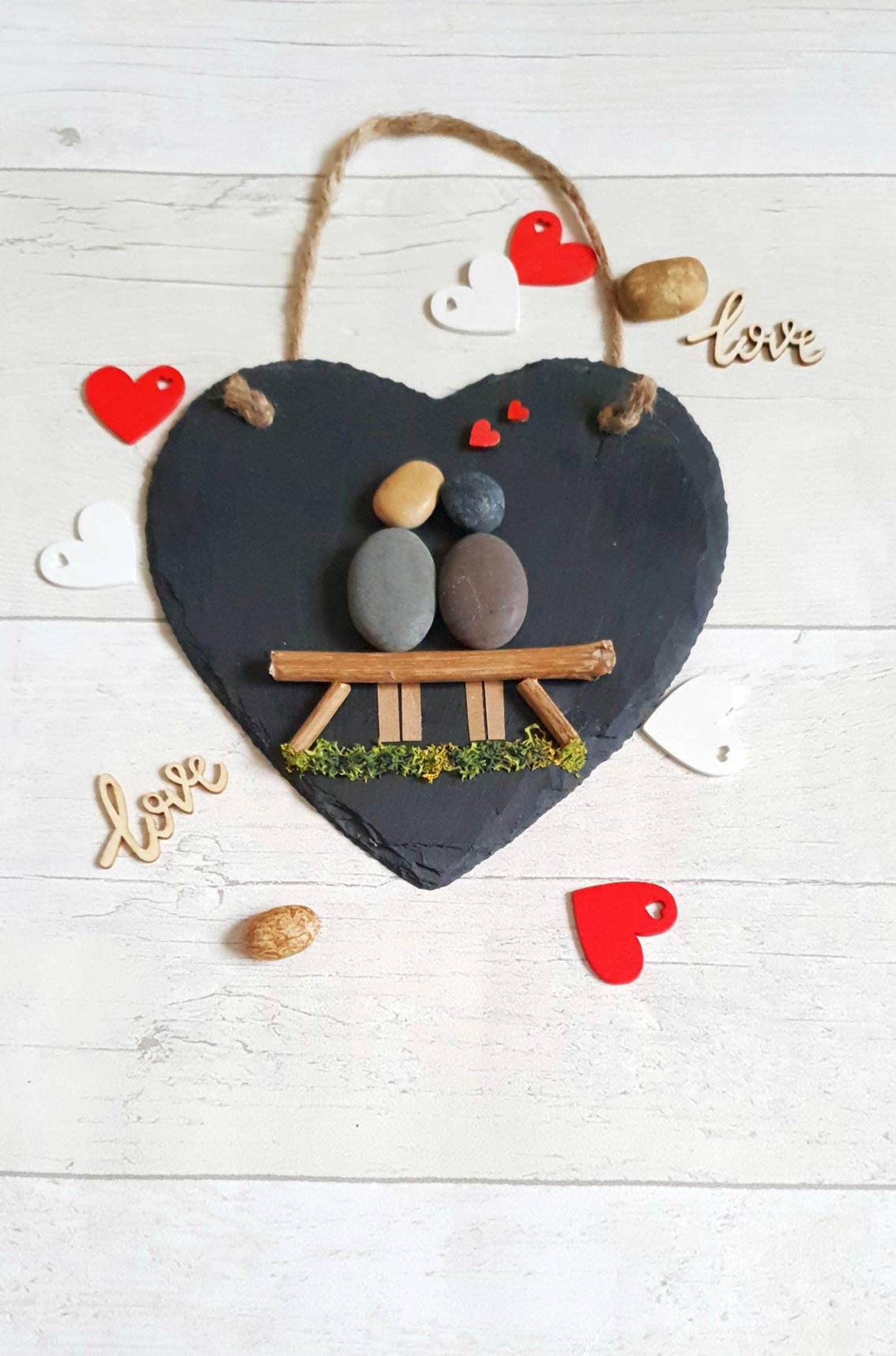 Valentine Pebble Art, Slate Heart Valentine Day Gift for Husband ...