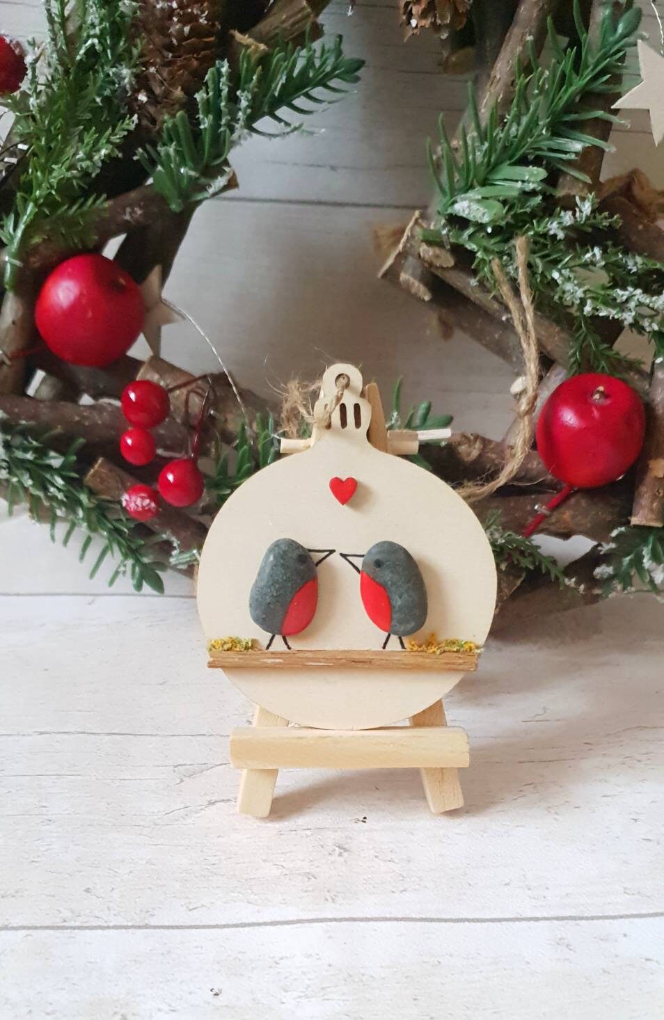 Christmas Robin Pebble Baubles Christmas Tree Pendant Robin - Etsy UK