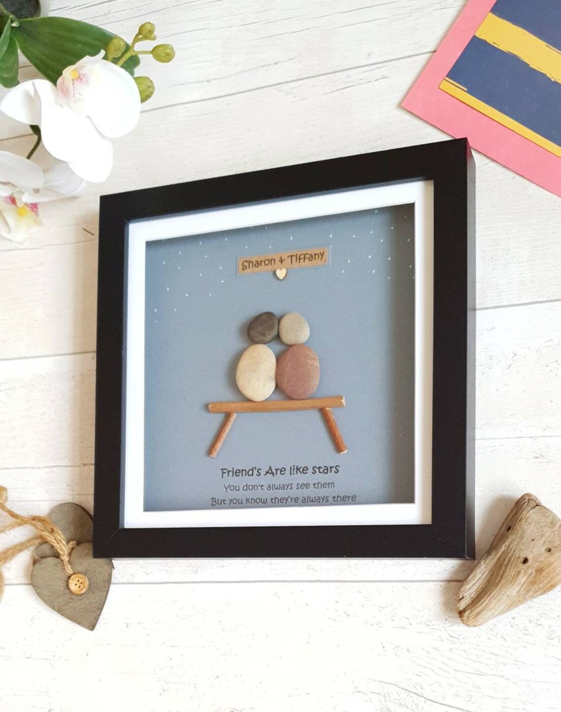 Best Friends Gift, Personalised Gift for Bestie, Friend Pebble Art ...