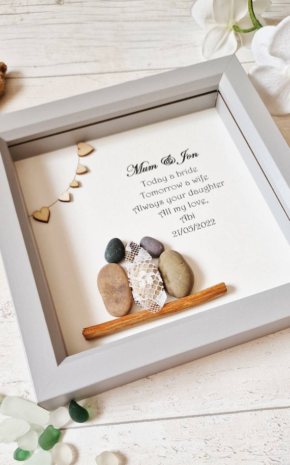 Parents of the Bride Gift Personalised Wedding Pebble Art - Etsy UK
