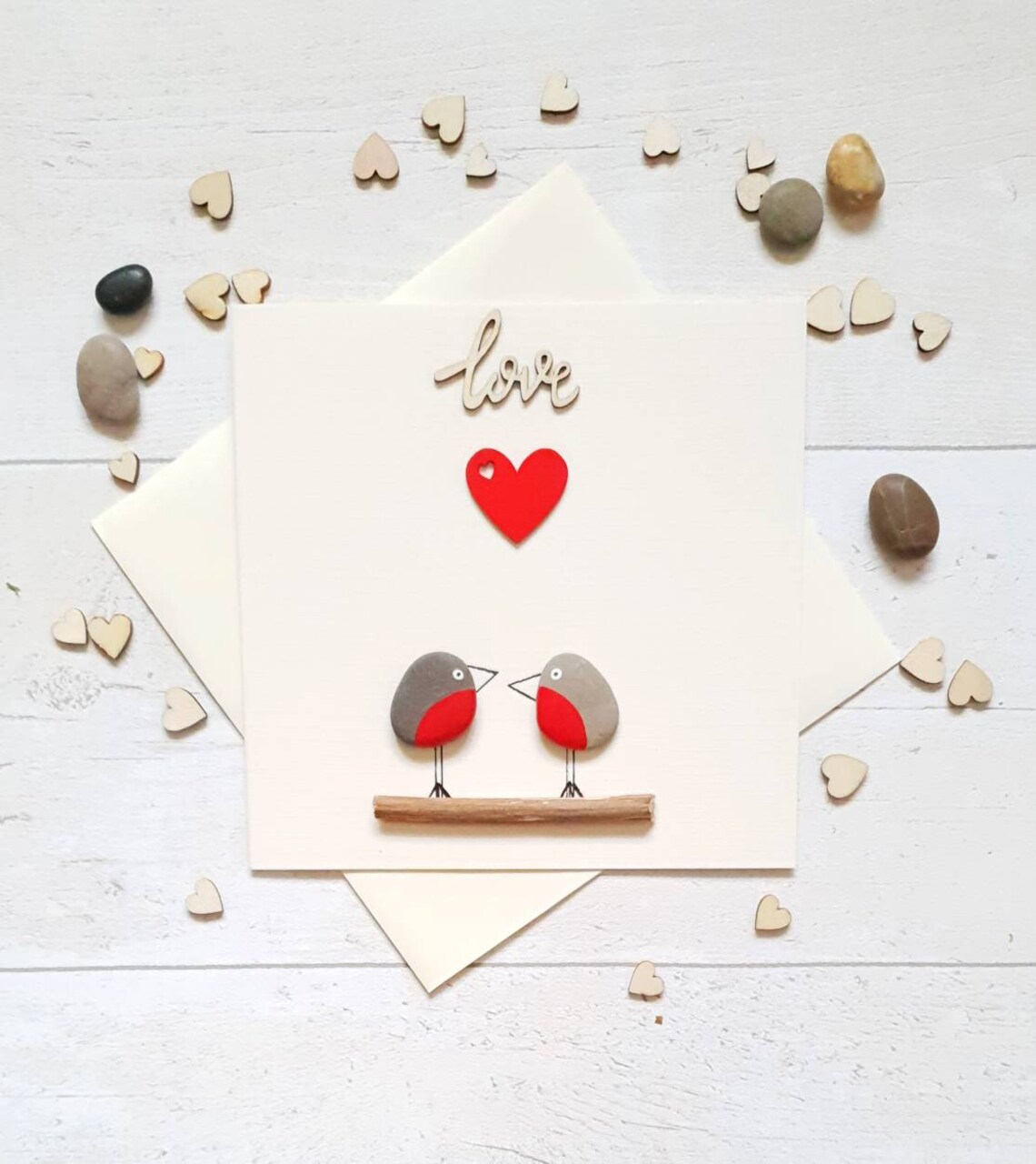 Valentine Pebble Art Card Girlfriend Valentine Card Pebble - Etsy UK