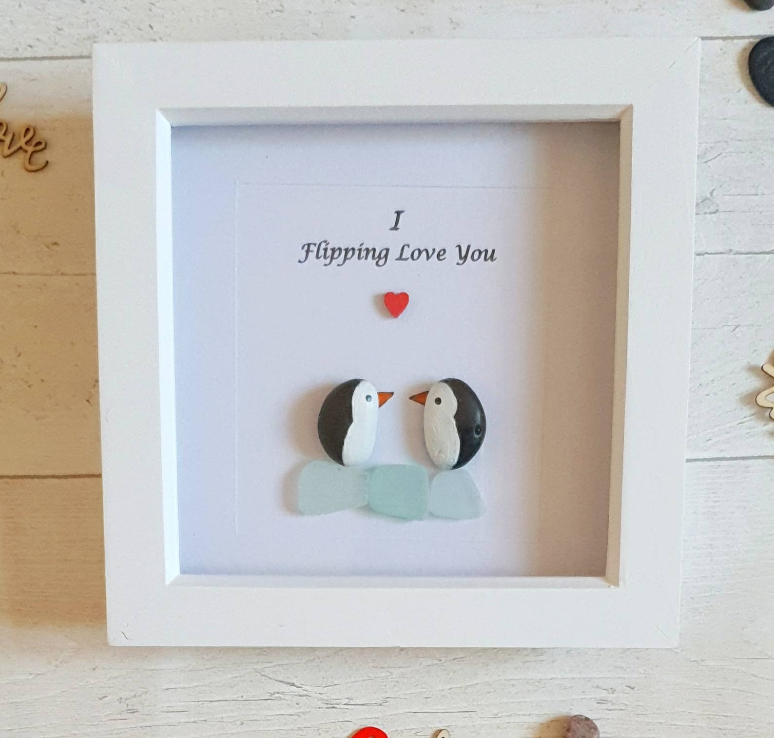Flipping Love you Penguin Pebble Art Valentine Couple Pebble | Etsy