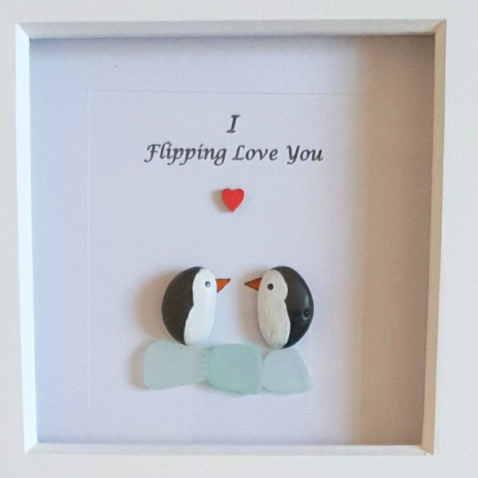 Flipping Love you Penguin Pebble Art Valentine Couple Pebble | Etsy