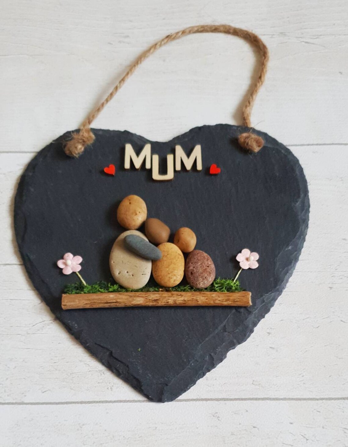 Pebble Art Mum Gift: Slate Heart, Mother & Child - Etsy