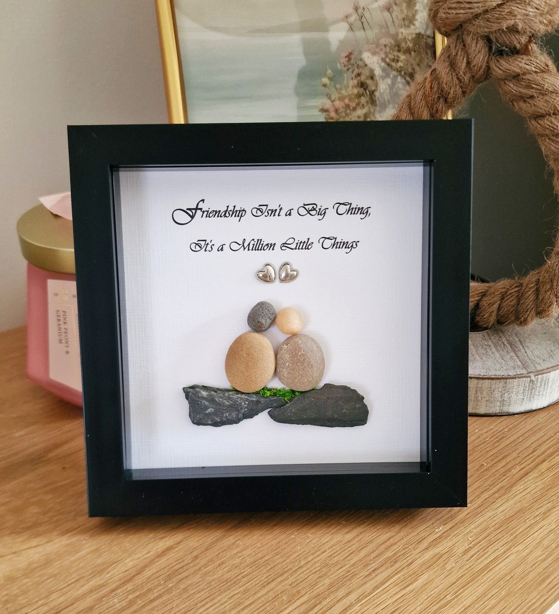 Pebble Art Friend Gift – Handmade Framed 6x6 Inch Picture - Etsy