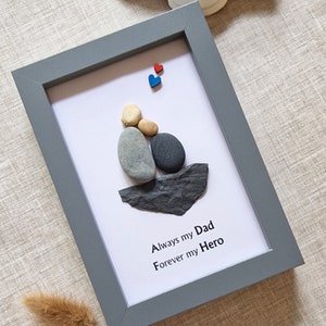 Father's Day Pebble Art Gift: 'my Dad My Hero' Framed Picture - Etsy