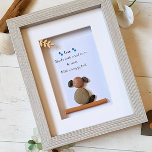 Dog Pebble Art Picture, New Dog Gift, Pebble Dog Picture, Dog Wall Art ...