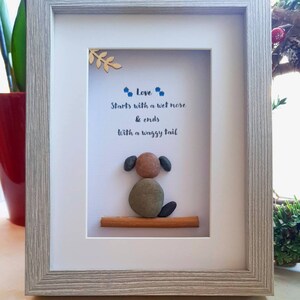 Dog Pebble Art Picture, New Dog Gift, Pebble Dog Picture, Dog Wall Art ...
