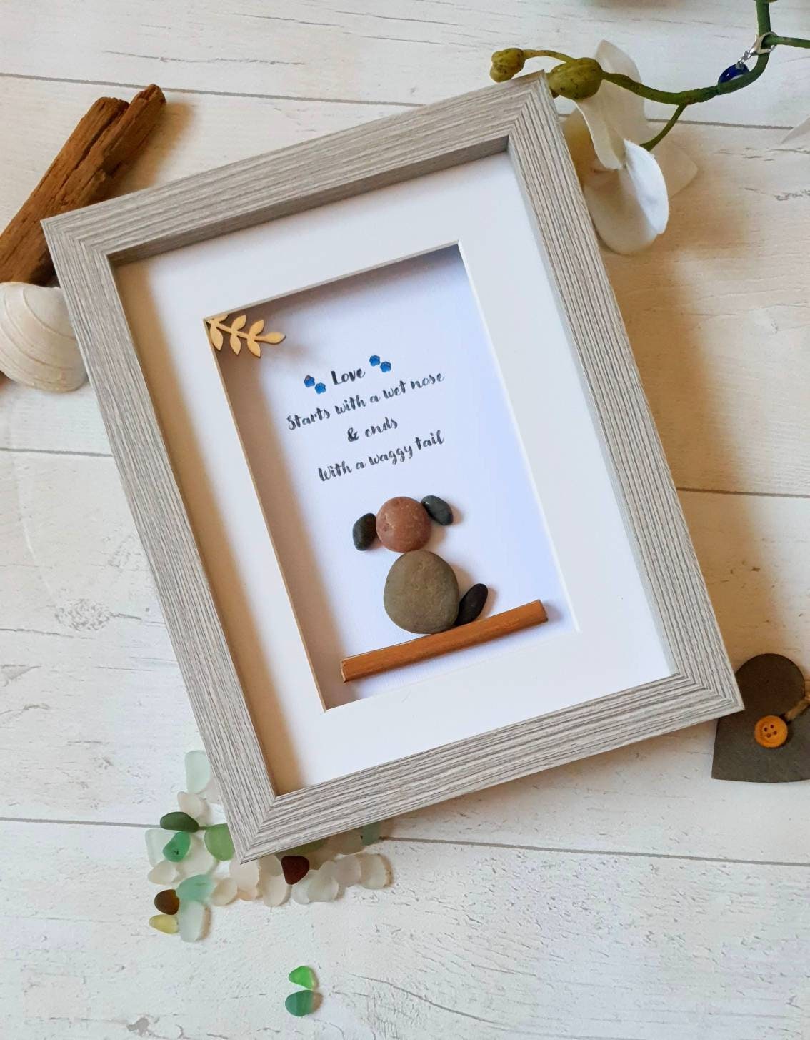 Dog Pebble Art Picture New Dog Gift Pebble Dog Picture Dog | Etsy