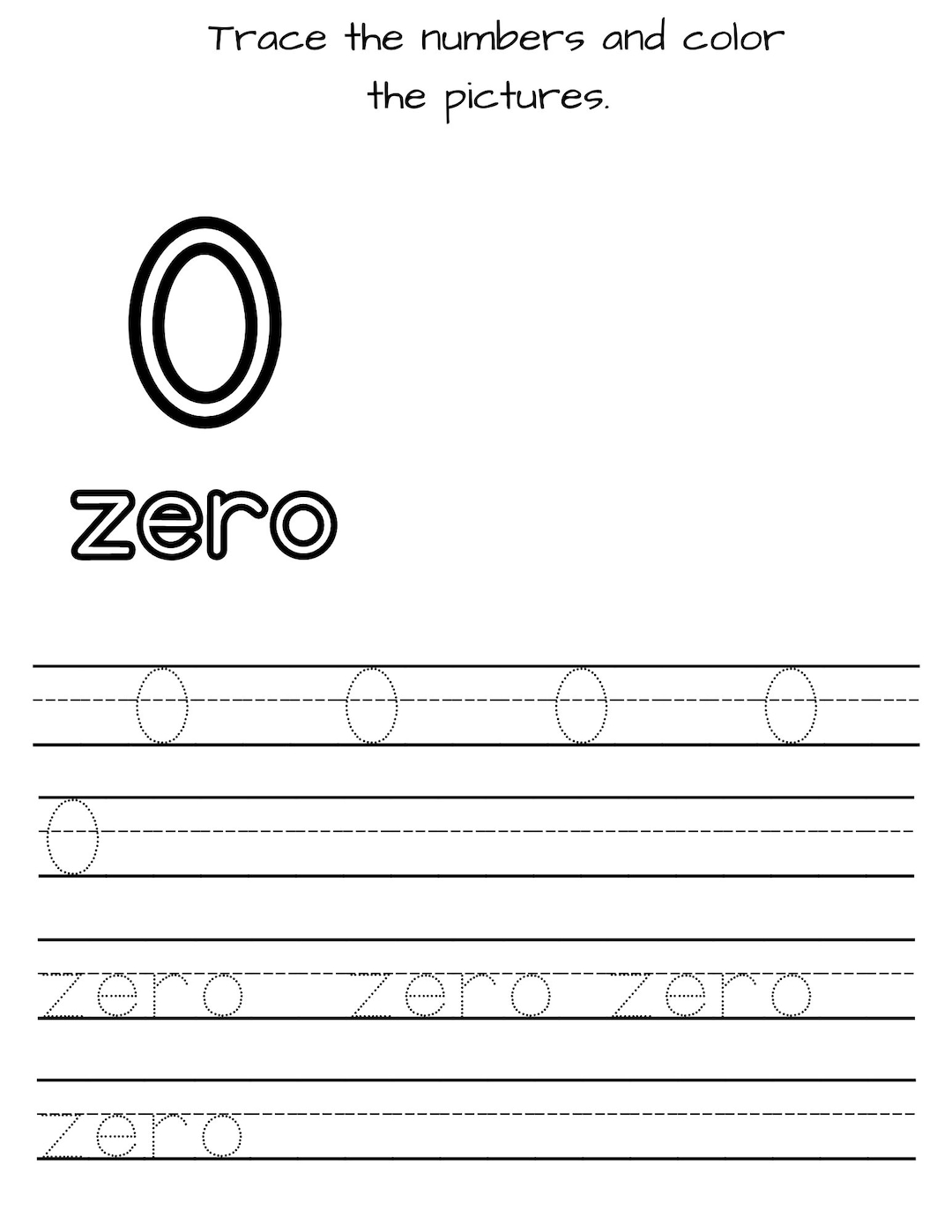 Numbers Worksheets 0-9 - Etsy