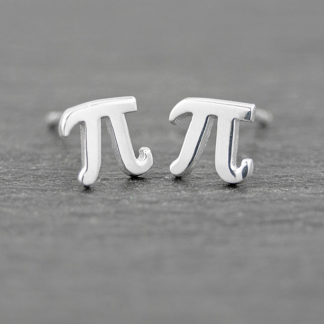 Pi Symbol Math Earrings Sterling Silver Stud 6mm Mathematician Earrings ...