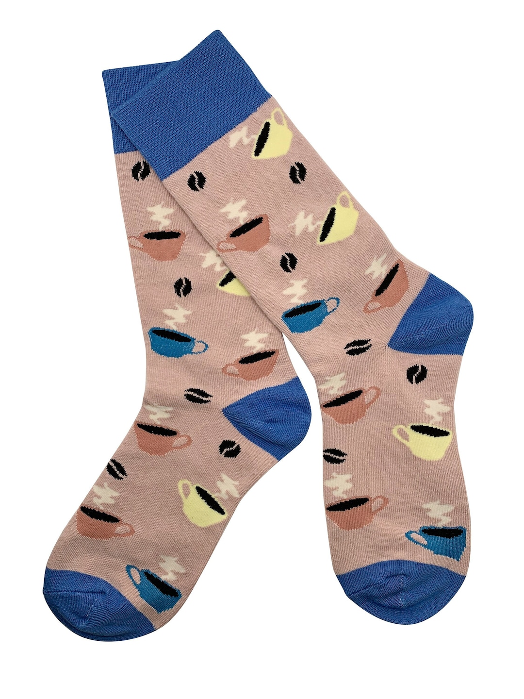 Hot Coffee Cup Socks, Coffee Beans and Cups Design, Eco Friendly Cotton ...