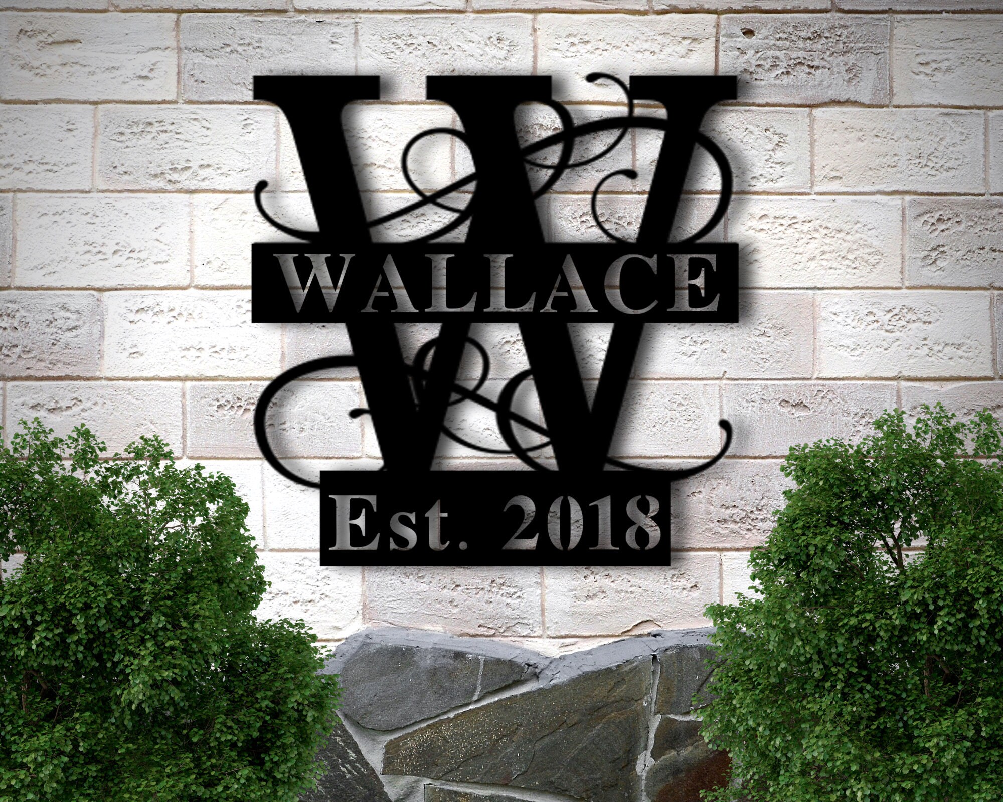 Metal Wall Art Metal Monogram Sign Personalized Family Name | Etsy