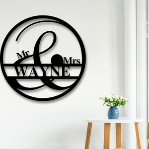 Personalized Name Sign, Mr and Mrs Sign, Couples Name Sign Circle, Mr ...