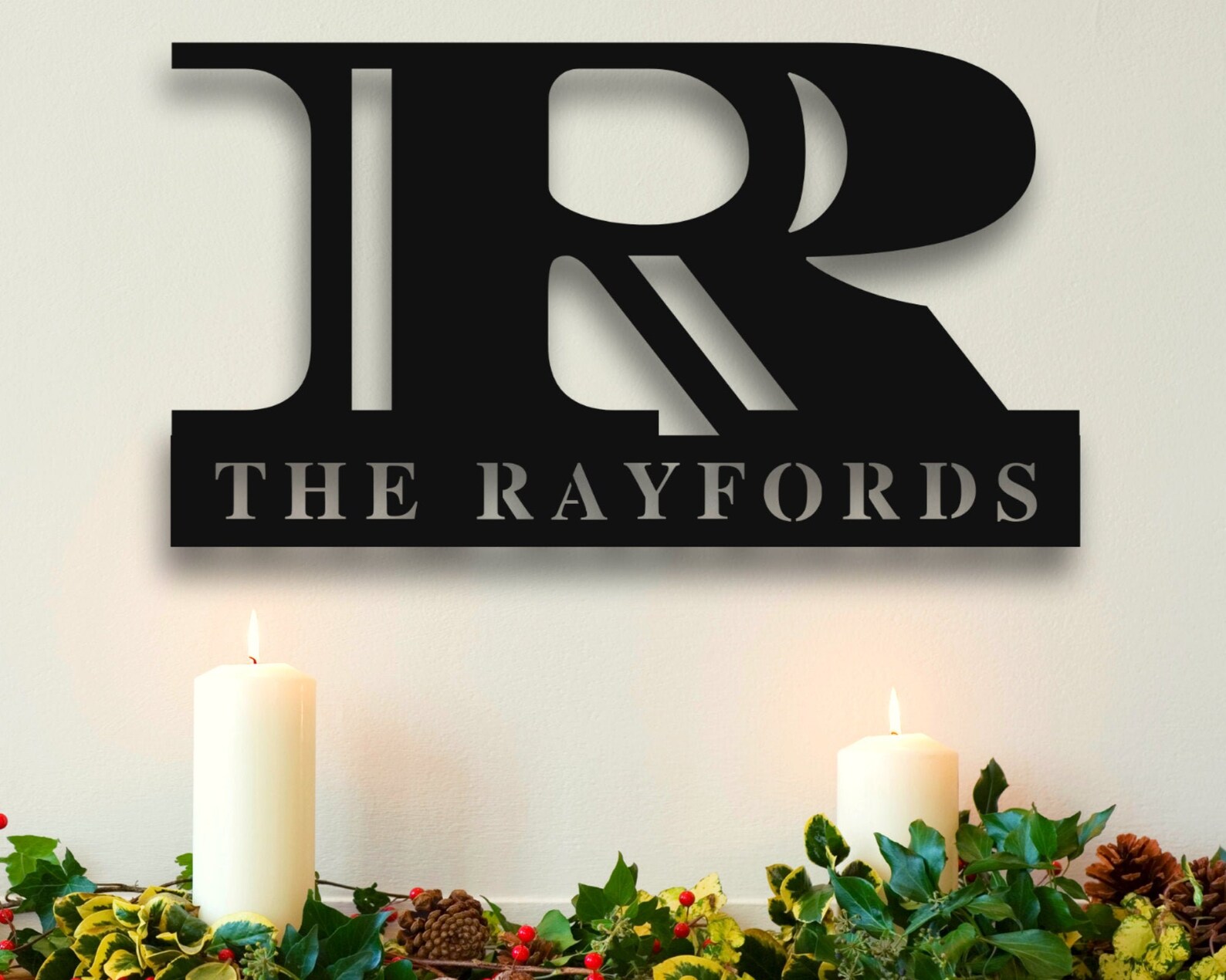 Last Name Metal Sign Initial Sign Metal Monogram Sign Door - Etsy