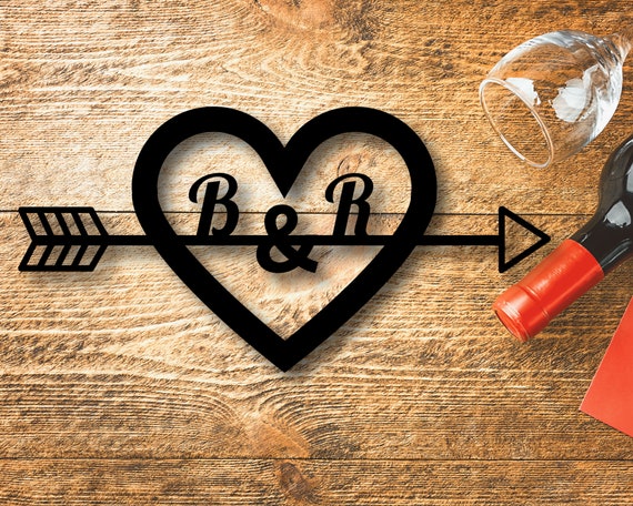 Personalized Heart Sign Metal Heart Sign Heart and Arrow - Etsy