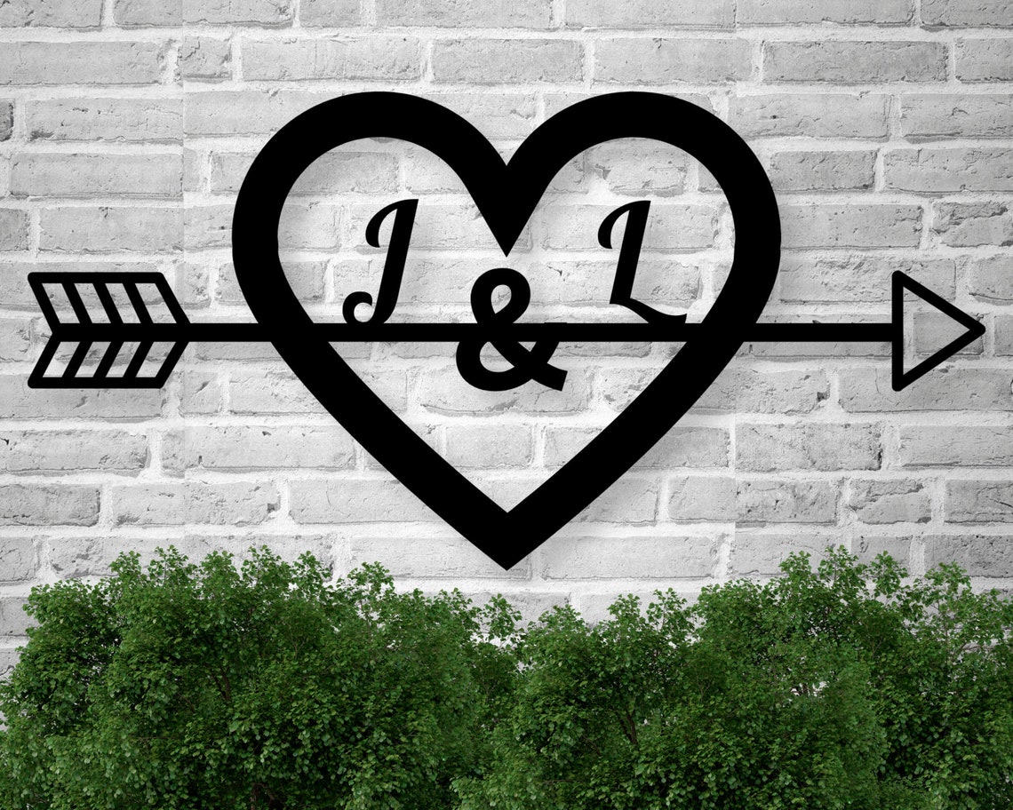 Personalized Heart Sign Metal Heart Sign Heart and Arrow - Etsy