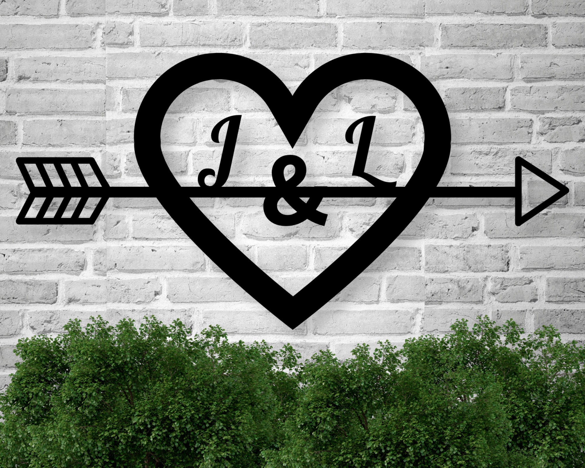 Personalized Heart Sign Metal Heart Sign Heart and Arrow - Etsy