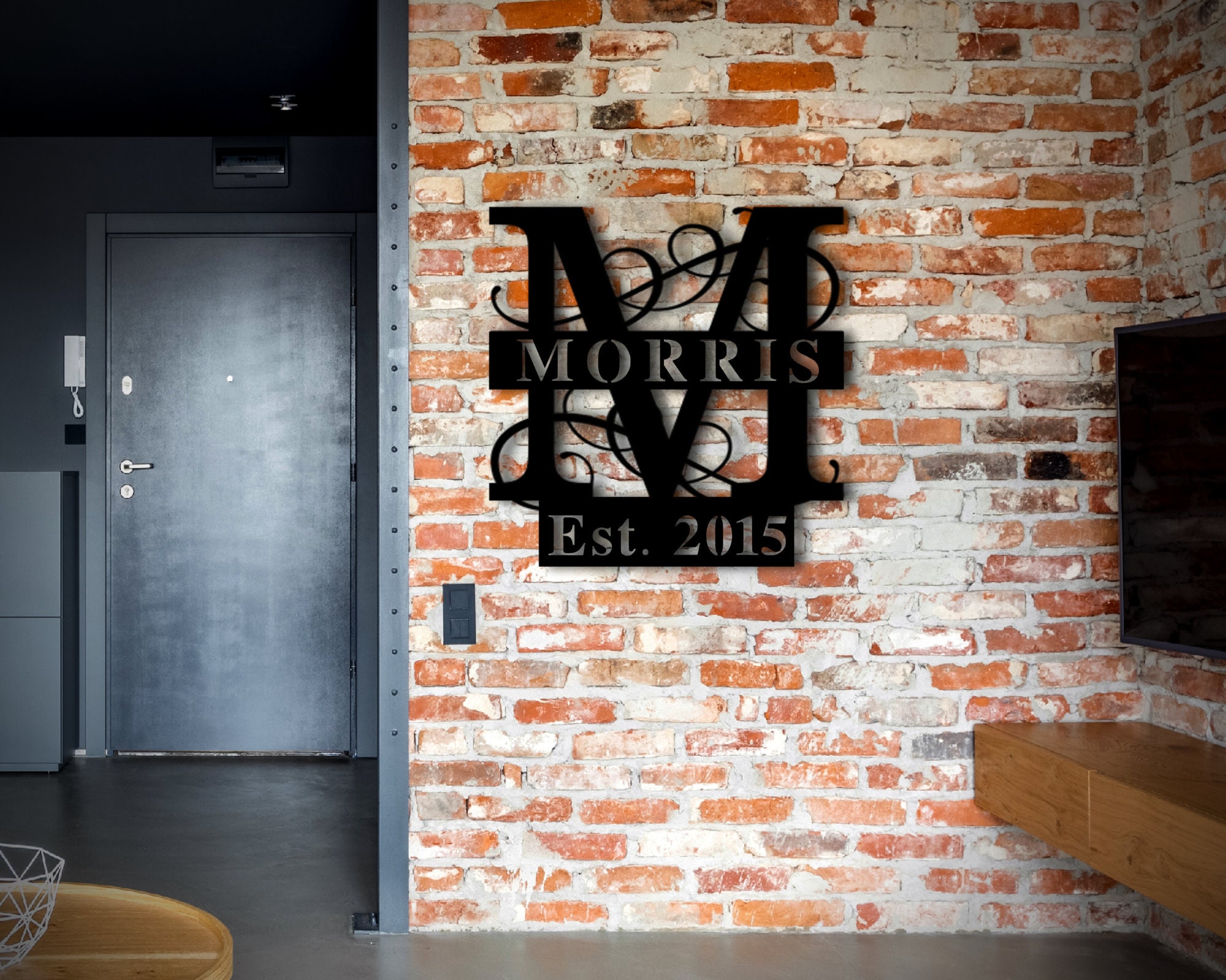 Metal Wall Art Metal Monogram Sign Personalized Family Name | Etsy