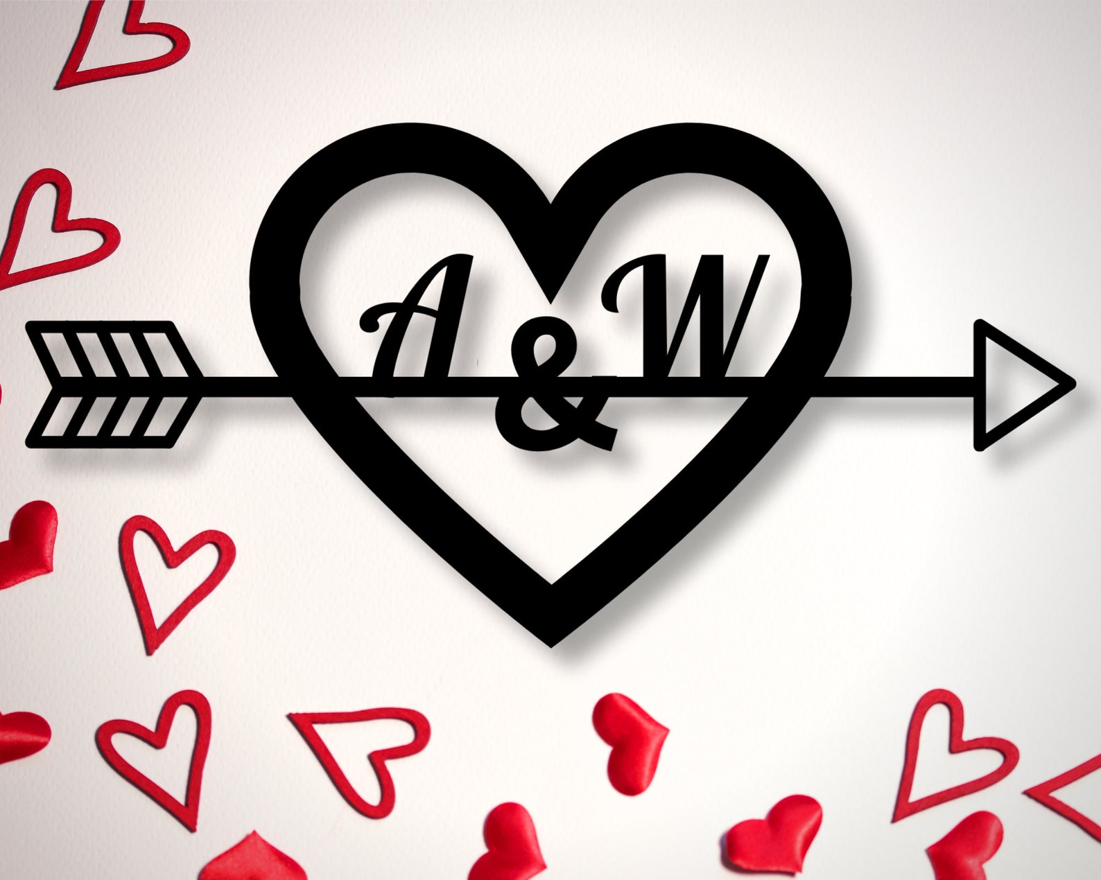 Personalized Heart Sign Metal Heart Sign Heart and Arrow - Etsy