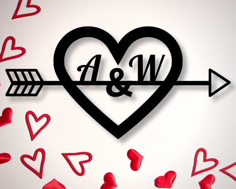 Personalized Heart Sign Metal Heart Sign Heart and Arrow - Etsy