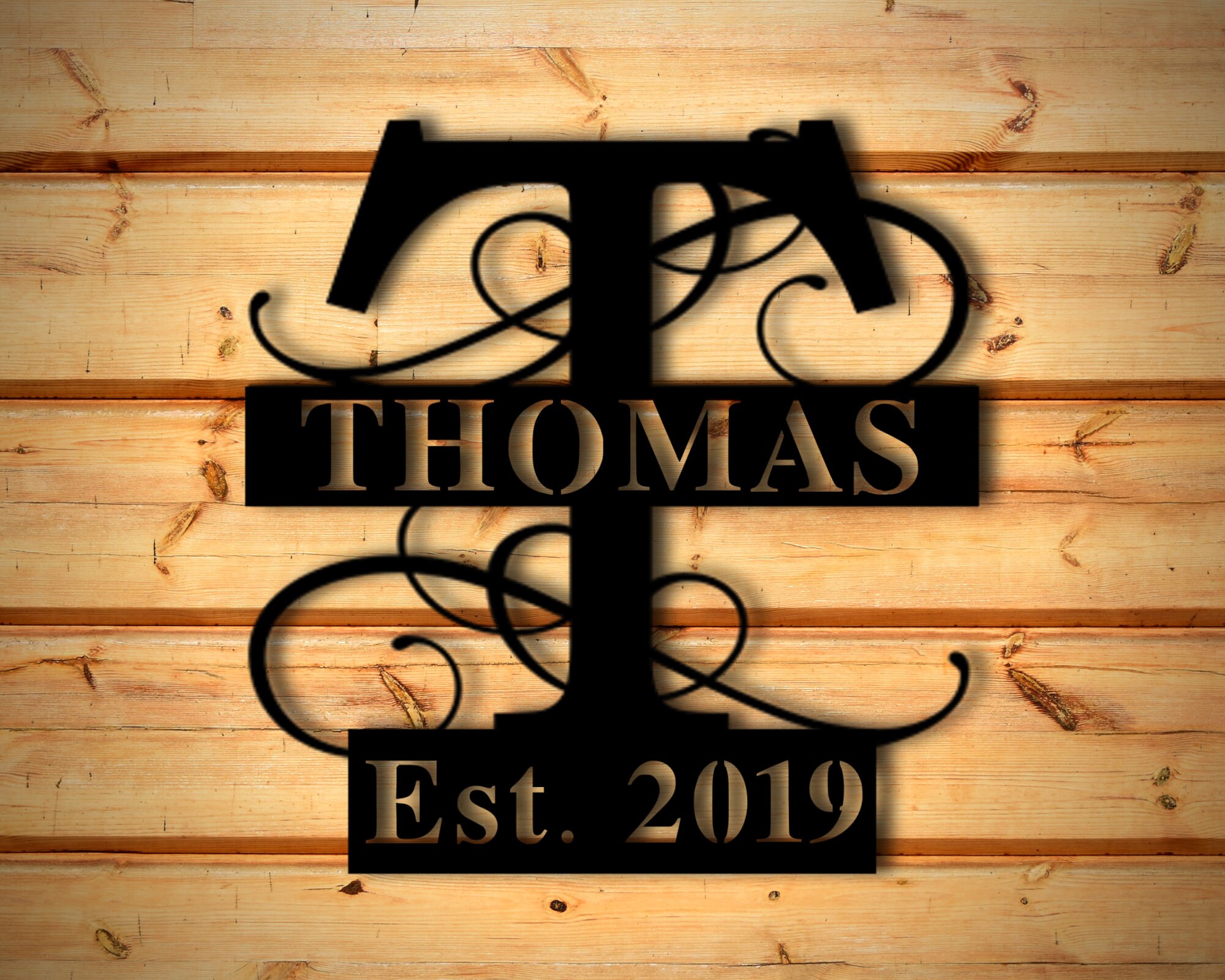 Metal Wall Art Metal Monogram Sign Personalized Family Name | Etsy
