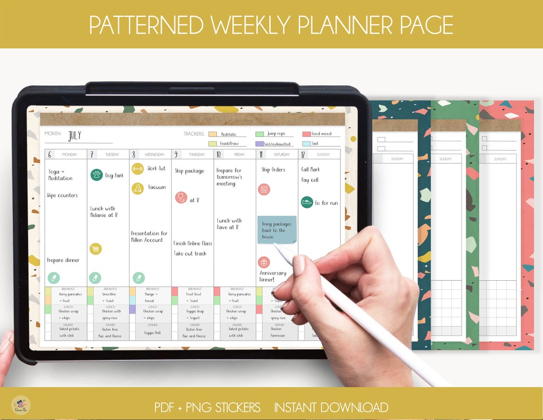 Digital Weekly Planner Page - Digital Notepad - Goodnotes - Notability ...