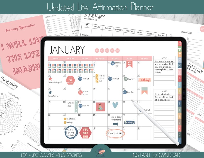Undated Digital Planner for Goodnotes Monday Start Life | Etsy