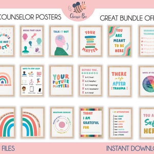 Set of 18 Counseling Posters Office Decor School Psychologist Wall Art ...