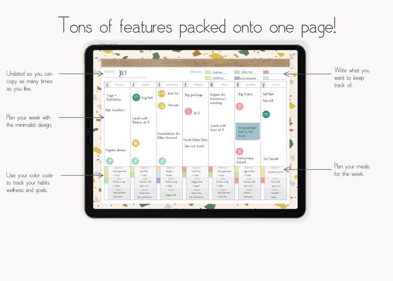 Digital Weekly Planner Page - Digital Notepad - Goodnotes - Notability ...