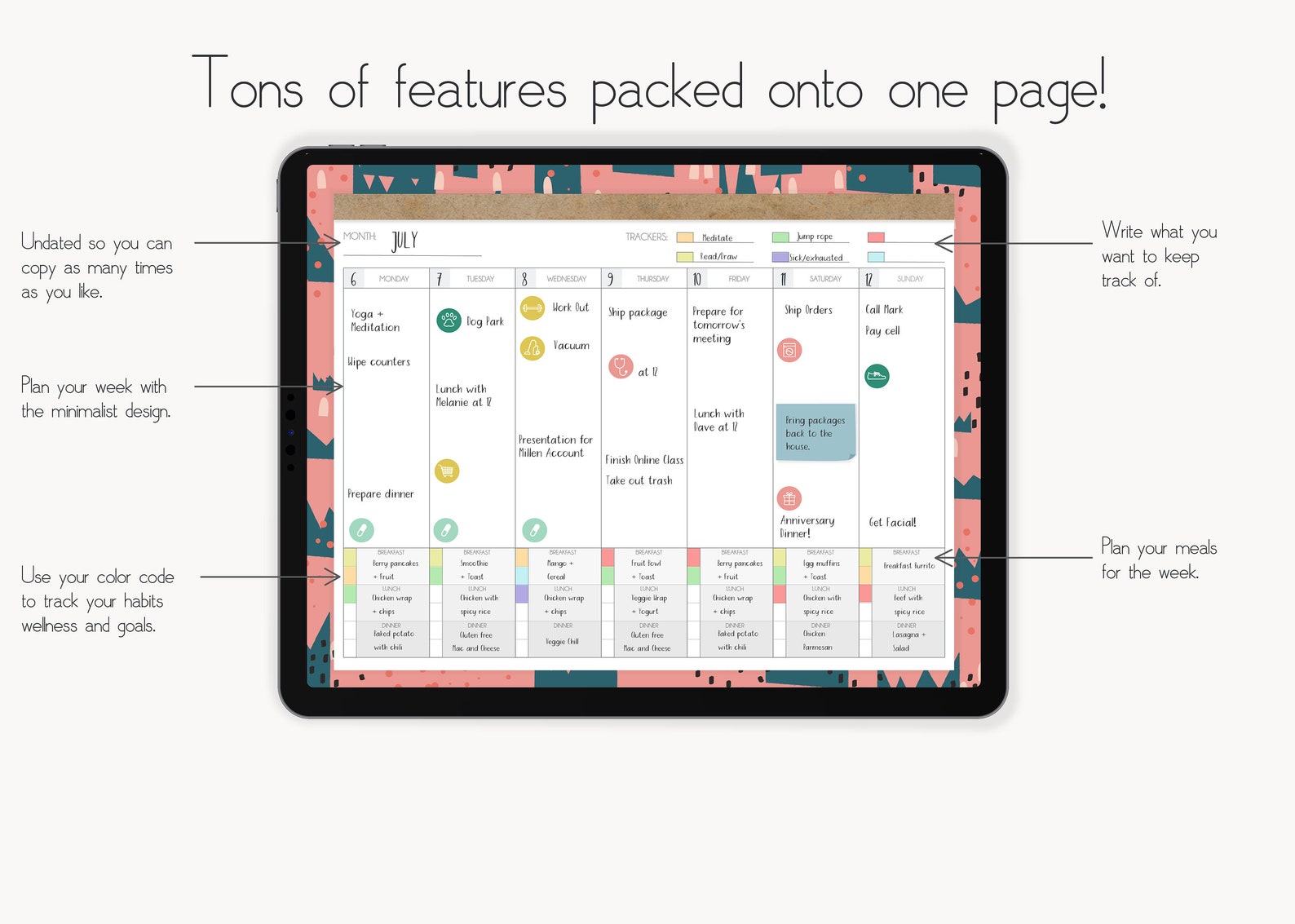 Digital Weekly Planner Page Digital Notepad Goodnotes | Etsy