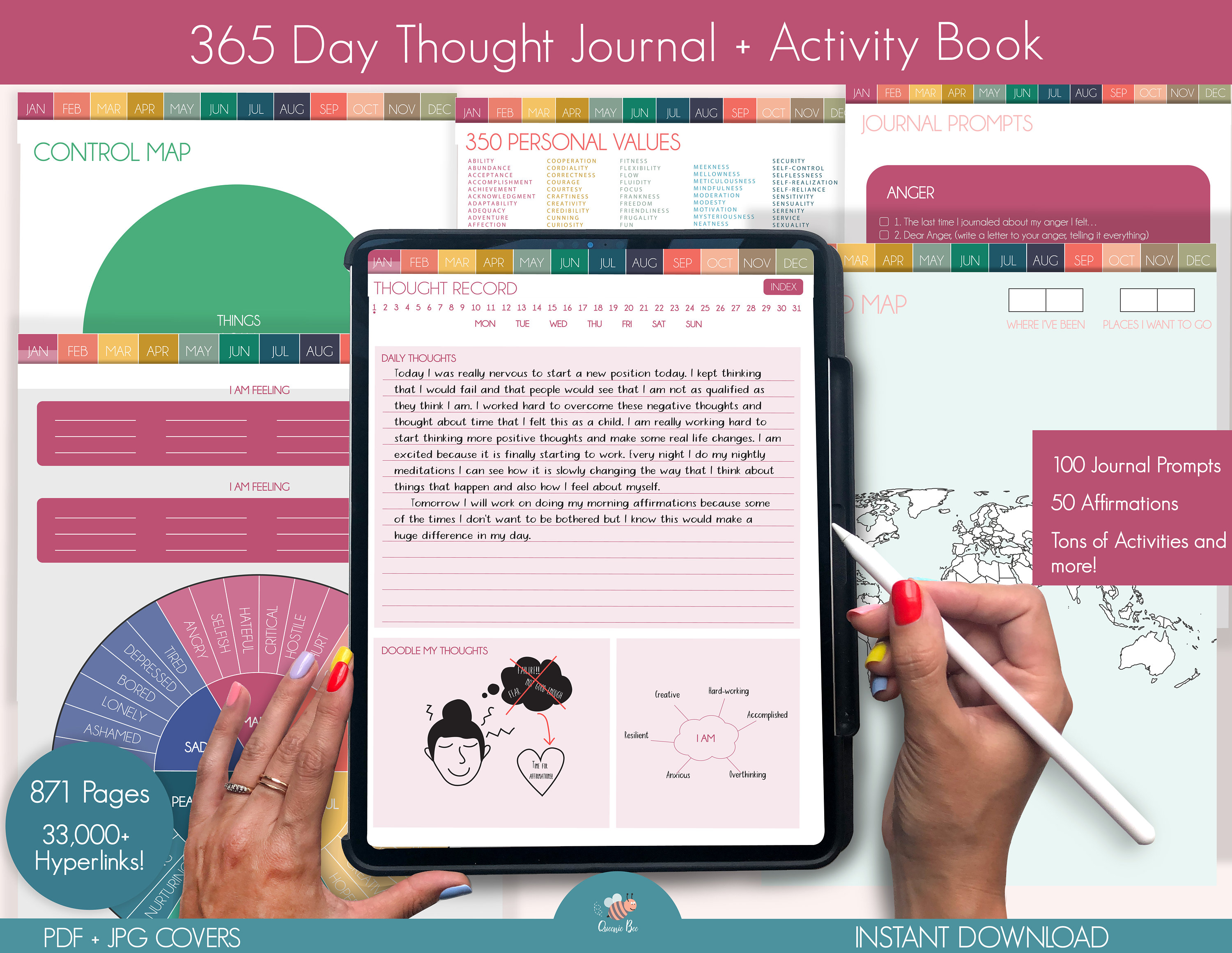 Digital Daily Journal - Undated - Goodnotes - Hyperlink - Wellness ...