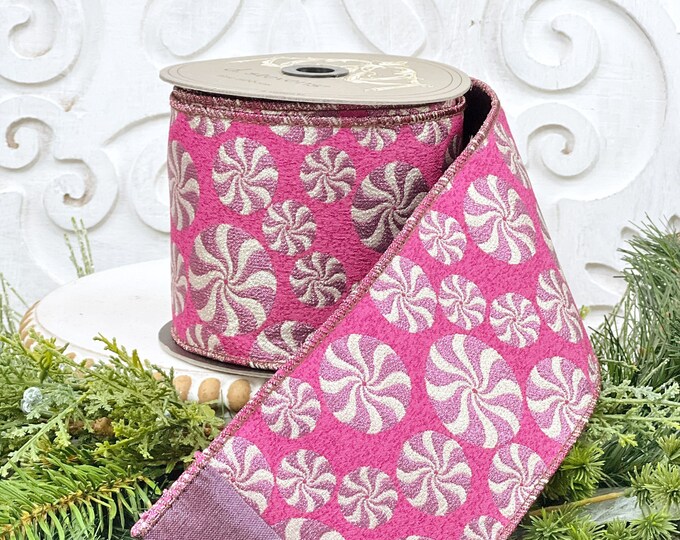 Peppermint Candy Ribbon, Pink Peppermint Ribbon, Christmas Candy Ribbon ...