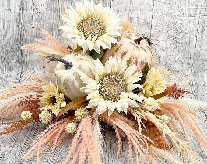 Large Fall Centerpiece, Pink Fall Centerpiece, Blush Wedding Decor ...